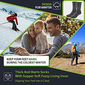 EIZNIZ 3 Pairs Merino Wool Socks for Men & Women, Thermal Warm Winter Crew Socks for Hiking, Unisex Cold Weather Boot Socks