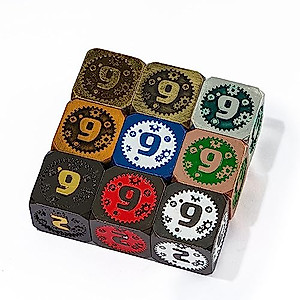 CRITALLIC Metal Dice Set Mechanical Gear Design DND Dice for Dungeons and Dragons, 7PCS Polyhedral D&D Dice with Leather Pouch for Role Playing Games MTG Table Games(Black Golden)