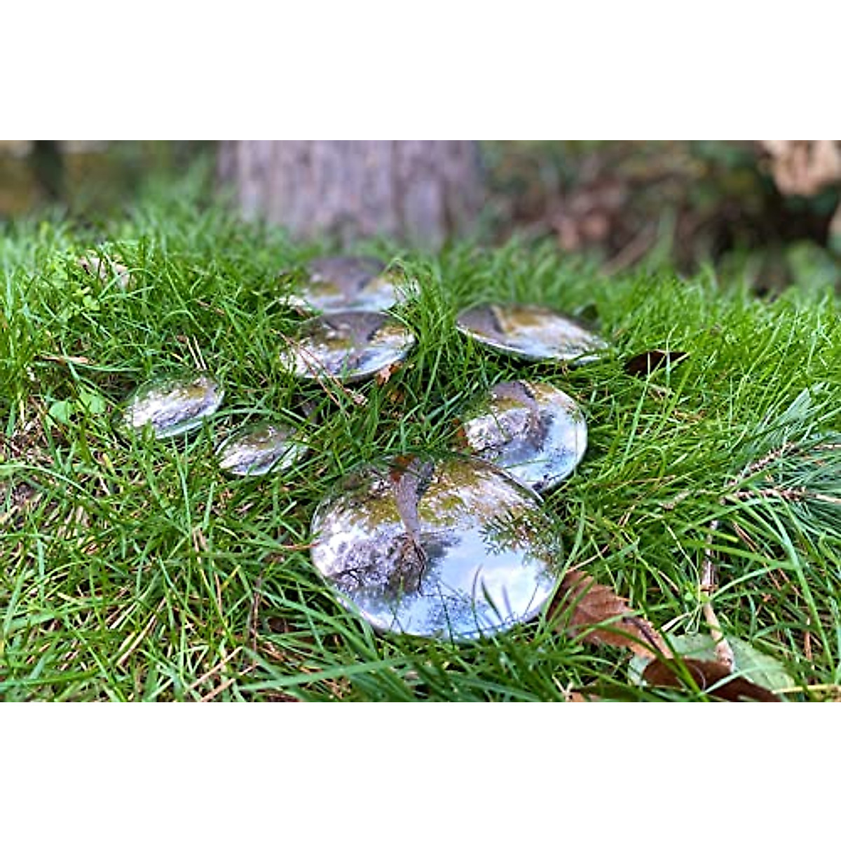 TickiT Sensory Reflective Silver Buttons - Set of 7 - Mirrored Discs for Babies and Toddlers Aged 0+ – Stainless-Steel, Sensory Stacking Pebbles - Stunning Nursery Decor