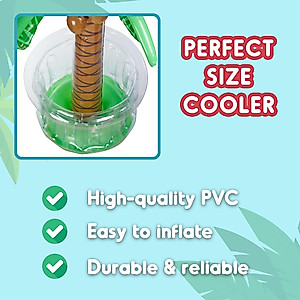 Inflatable Palm Tree Cooler 60" - Blow Up Palm Tree Party Cooler, Luau Hawaiian Tropical Beach Theme, Summer Swimming Pool Party Decorations - Outdoor Party Supplies - Kids Adults Birthday