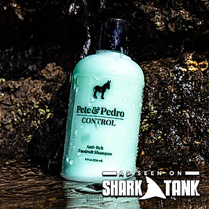 Pete & Pedro CONTROL Extra-Strength Dandruff & Anti-Itch Hair Shampoo - Men & Women | Medicated Treatment, Coal Tar, Peppermint, Tea Tree Oil For Dry Flakes & Itchy Scalp | Shark Tank Featured, 8.5 oz