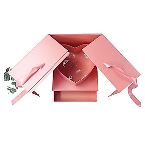 UNIKPACKAGING Premium Quality Large Square Surprise Flower Box, Gift Boxes for Luxury Flower and Gift Arrangements, Multi Colors (Pink)