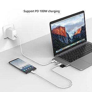 Port Expander USB C Hub Adapter USB-C Docking Station USB Adapter 7-in-2 with 4K HDMI, 100W PD, USB-C and 2 USB 3.0, SD/TF Card Reader USB Splitter (Color : Silver)
