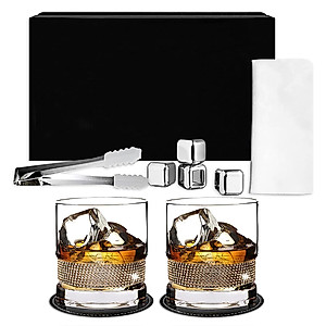 Handmglass Whiskey Glass Set of 2- Whiskey Stones and Glasses Gift Set, for Bosses, Retirement Gifts for Women 2023 Coworker