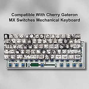 PBT Anime Keycaps 108 Keys, GMKWTL / XVX Japanese Custom Backlit Keycaps, OEM Profile Keycaps for 61/87/104/108 Cherry Gateron MX Switches Mechanical Keyboard (Black Anime)