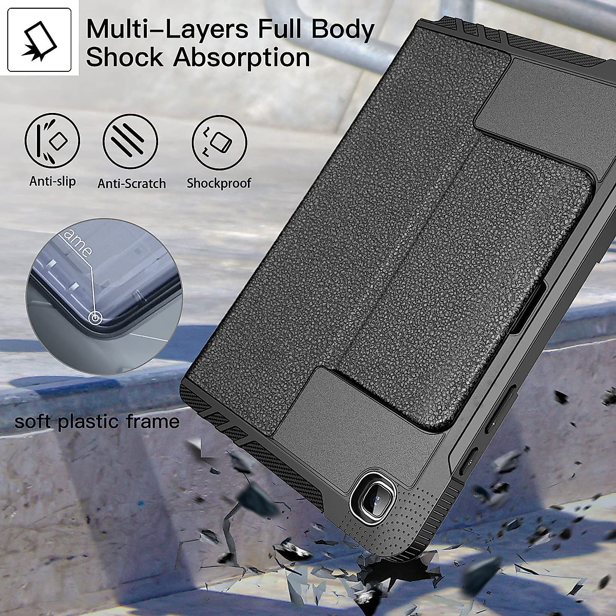 ZtotopCase for Samsung Galaxy Tab A7 10.4 Inch Tablet 2020 (SM-T500/505/507),[6 Magnetic Stand Angles] Heavy Duty Highly Protective & Shock Absorption Cover with Auto Wake/Sleep, Black