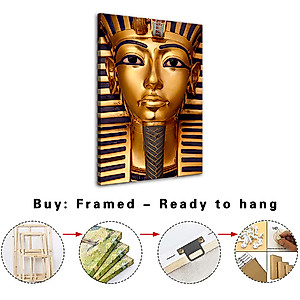 Ancient Egyptian Pharaoh Canvas Painting Poster Golden Tutankhamun Prints Mural Poster Home Bedroom Decoration Painting Canvas Painting Posters and Prints Wall Art Pictures for Living Room (Framed-style,16x24inch/40x60cm)