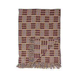 Bloomingville Woven Recycled Cotton Blend Throw with Fringe