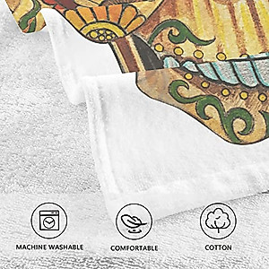 ALAZA Sugar Skull Art Day The Dead Hand Towels for Bathroom 1OO% Cotton 2 pcs Face Towel 16 x 28 inch, Absorbent Soft & Skin-Friendly