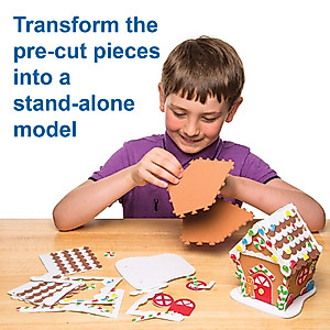 Baker Ross AR698 Gingerbread House Kits - Pack of 2, Decorate and Display for Christmas Decorations, Ideal Kids Arts and Crafts Project