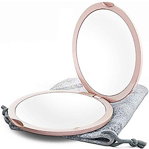 Magnifying Compact Mirror for Purses, 1x/10x Magnification – Double Sided Travel Makeup Mirror, 4 Inch Small Pocket or Purse Mirror. Distortion Free Folding Portable Compact Mirrors (Millennial Pink)