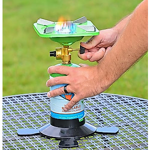 Flame King YSNVT-508 Portable BottleTop Camping Stove with Stable Lightweight Base Stand, Great for Outdoor Cooking, Backpacking, Compatible with 1LB Propane Gas Bottle