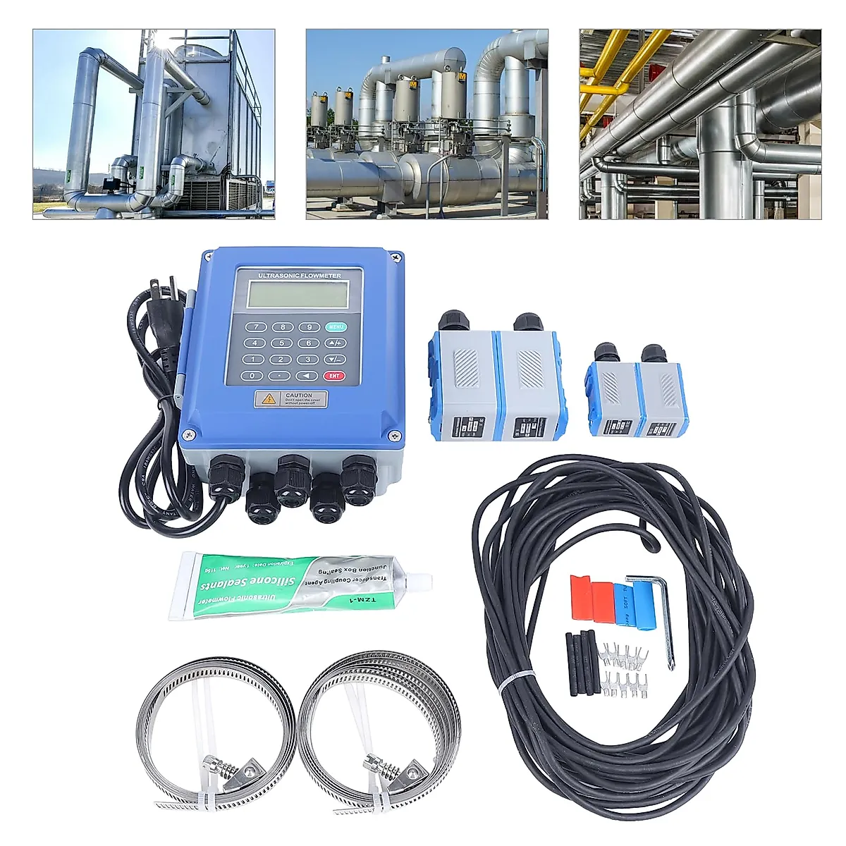 HYDIYGT Handheld Ultrasonic Flowmeter Clamp On Flow Meter Portable Liquid Flow Meter with TS-2，TM-1 Transducers for Copper and PVC Pipes