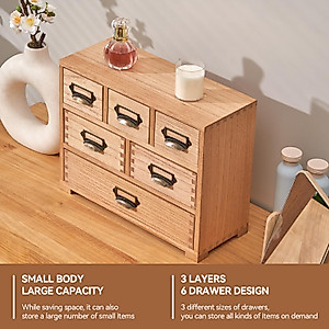 KIRIGEN Wood Desk Drawer Organizer, Home Storage Cabinet 6 Drawers Mini Chest with Lable Holder Handles for Bedroom Home and Office Organization Dark Brown(3D6CG-DBR)