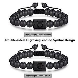 Zodiac Taurus Gifts Bracelets for Men Women, Mens Taurus Gifts Natural Tiger Eye & Matte Agate Stone Zodiac Beaded Bracelets Constellation Horoscope Jewelry Taurus Gifts Bracelets for Men Women