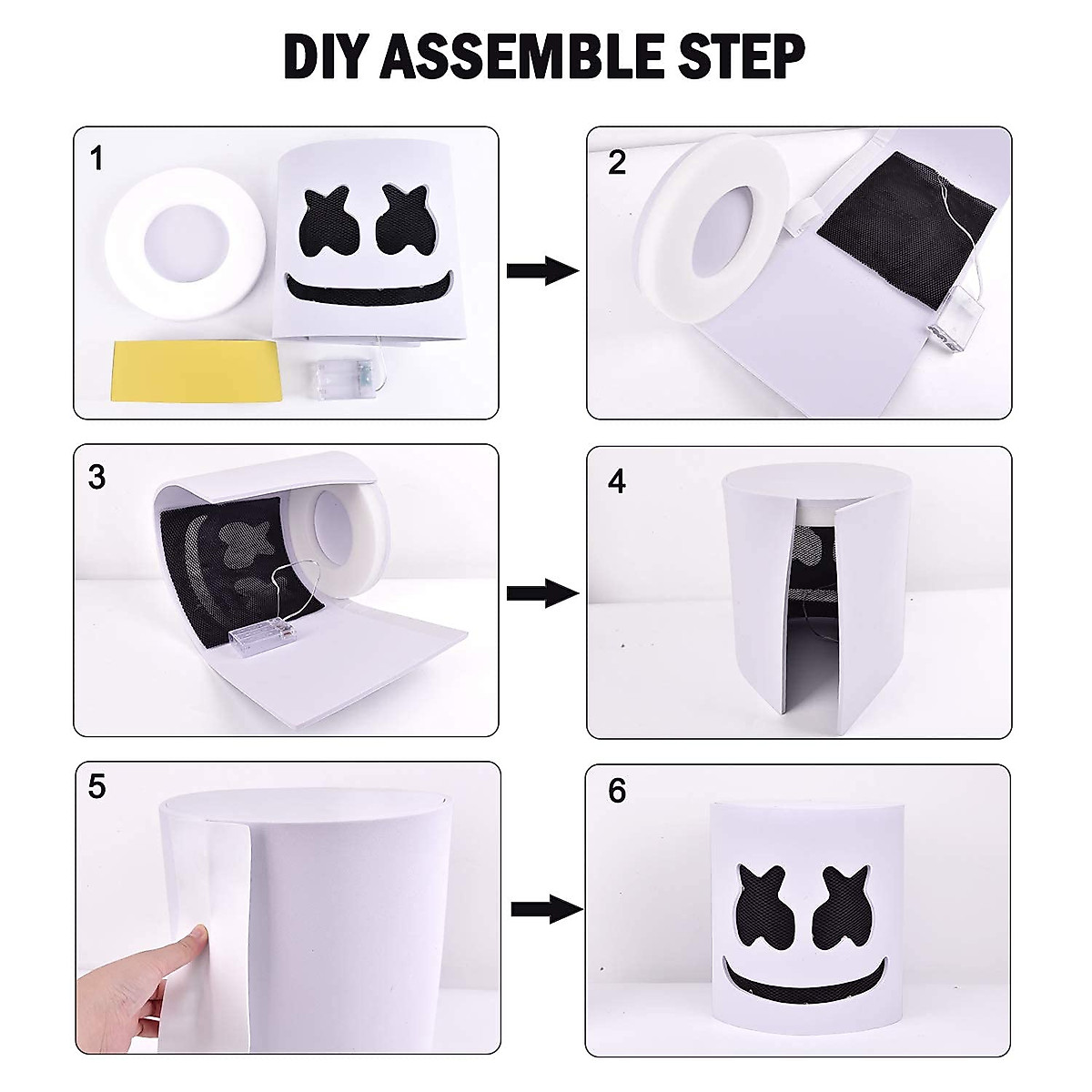 Omaky Halloween LED DJ Mask Music Festival Full Head Light Up Masks for Man Women Kids Thanksgiving Christmas Halloween Party