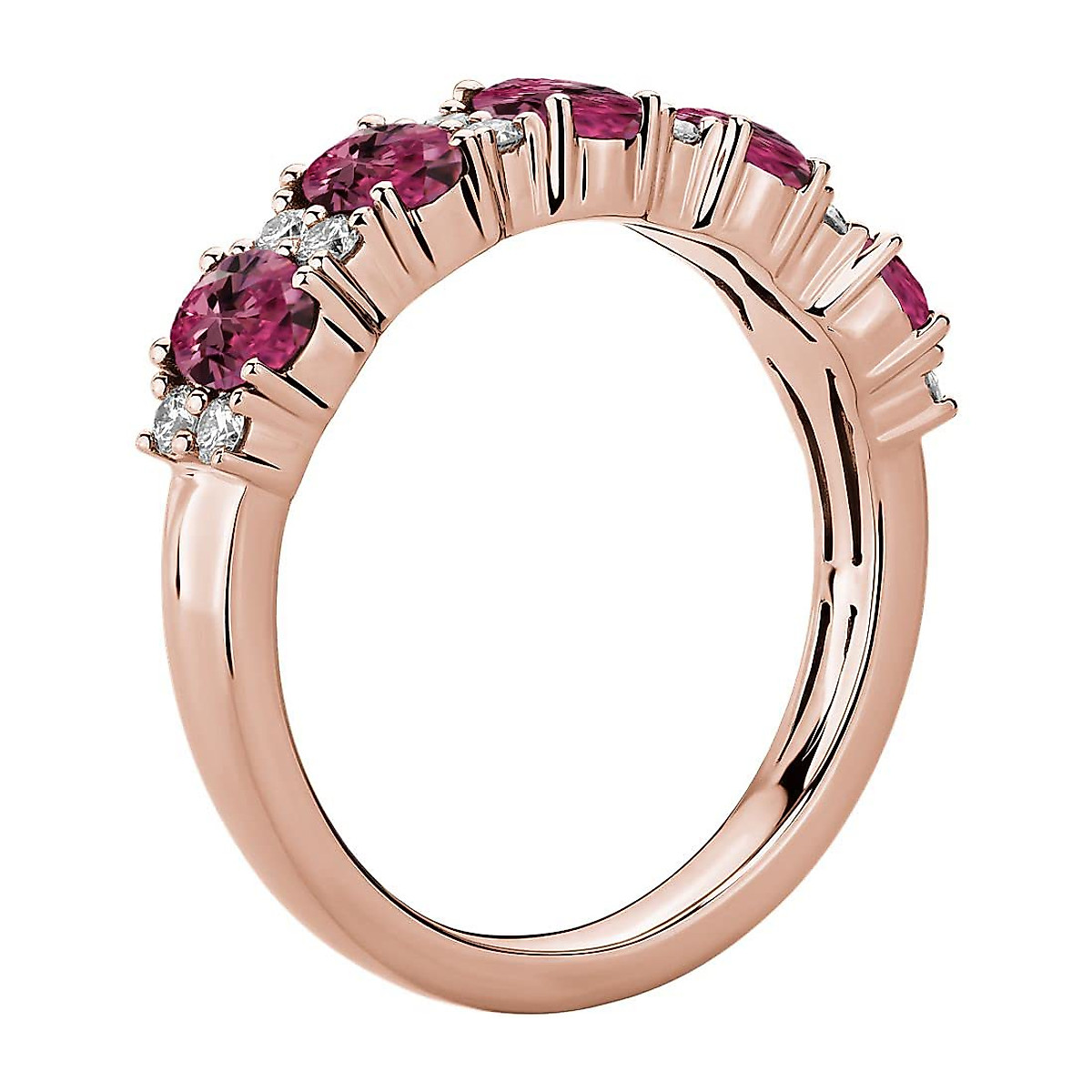 Jewelrygift 18K Rose Gold Plated Eternity Band Ring Natural Pink Sapphire Gtone Chakra Healing Birthstone Daliy Wear Party Wear Fine Jewelry for Women and Ring : 6