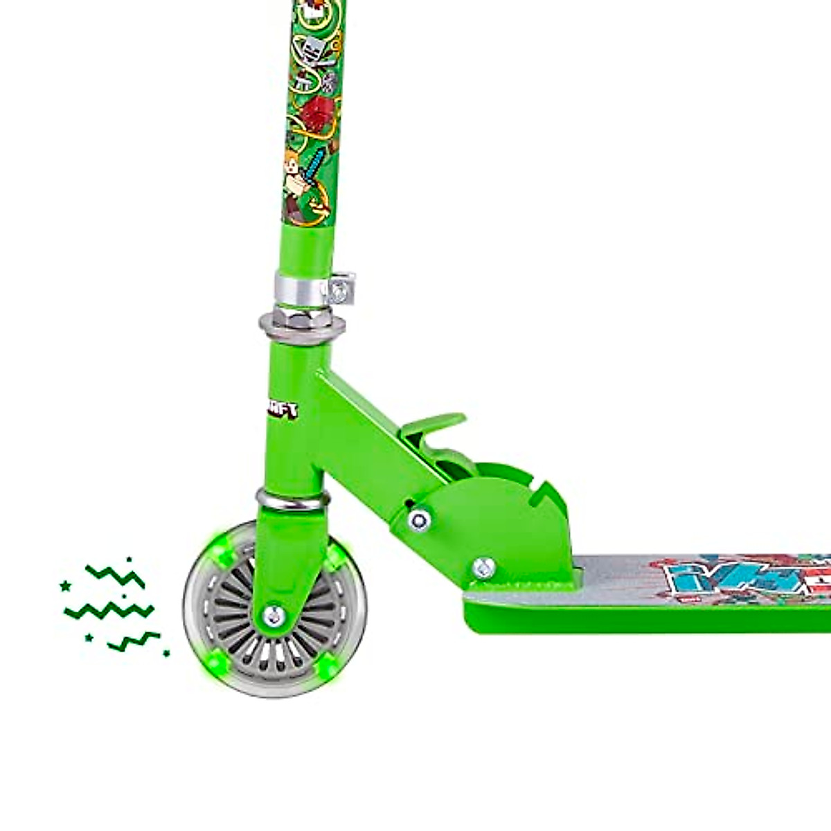 Minecraft 2 Wheel Kick Scooter for Kids - Easy & Portable Fold-N-Carry Design, Ultra-Lightweight, Comfortable & Safe, Durable & Easy to Ride, Minecraft Green