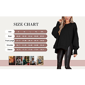 BWQ Womens Oversized Sweatshirt Crew Neck Long Sleeve Shirt Loose Pullover Tops S-2XL Pink