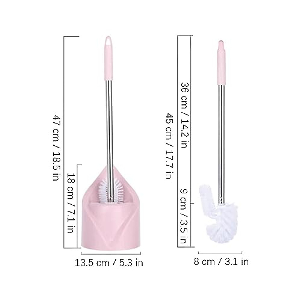 Household Toilet Bowl Brush Floor Stand Double Sided Brush Head Toilet Brush Stainless Steel Long Handle Toilet Cleaner Brush