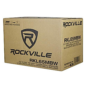 MB Quart GMR-LED Gauge Hole Marine Receiver Bluetooth AM/FM/Weather Band/USB Bundle with Pair Rockville RKL65MBW 6.5" 700w Marine Boat Speakers w/LED with Black/White Grilles