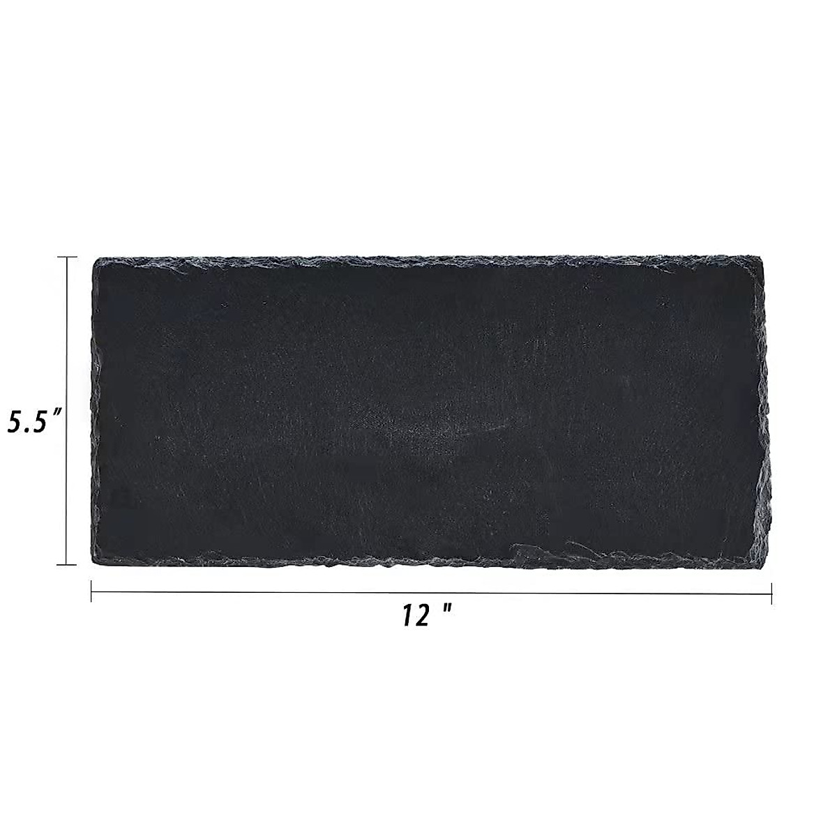 Fansch 5 Pack 12" x 5.5" Black Natural Slate Cheese Board with Natural Edge for Kitchen Dining Party, Stone Plates for,Cake Fruit Meat Appetizers Dried Fruits Display board, Set of 5 (12"x5.5")