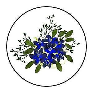 30 pcs Blue Flowers​​​ Stickers Envelope Seals Labels Round Tags, Stamps Sticker for Gift Cards, Envelopes, Boxes for Holiday, Birthday, Christmas