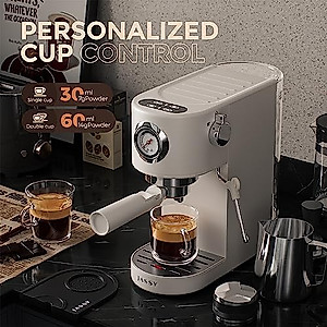 JASSY Espresso Coffee Machine 20 Bar Cappuccino Maker Compact Design with Powerful Milk Frother/Steam Wand for Espresso/Cappuccino/Latte,1.2L Water Tank,1376W