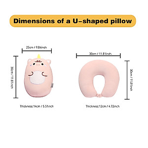 stocaggio Kids Travel Pillow - 2-in-1 Deformable Kids Neck Pillow for Traveling, Soft U-Shaped Pillow with Adorable Animal Design, Comfy Sleep and Play, Ideal for Airplanes and Cars - Pink Unicorn