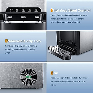 Kismile 3-1 Water Dispenser with Ice Maker, Water Cooler Dispenser 5 Gallon, Ice and Water Dispenser, Top Loading Water Dispenser 3 Temperatures Setting- Hot&Cold Water, 45 lbs/24H for Home/Office