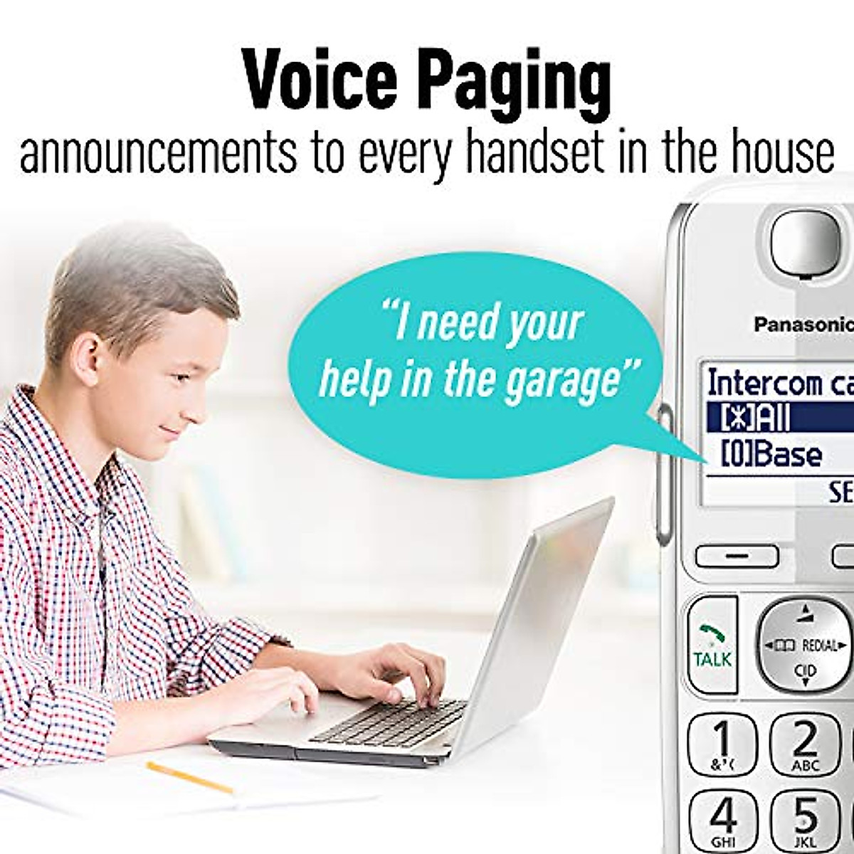 Panasonic Link2Cell Bluetooth Cordless DECT 6.0 Expandable Phone System with Answering Machine and Enhanced Noise Reduction - 5 Handsets - KX-TGE475S (Silver)