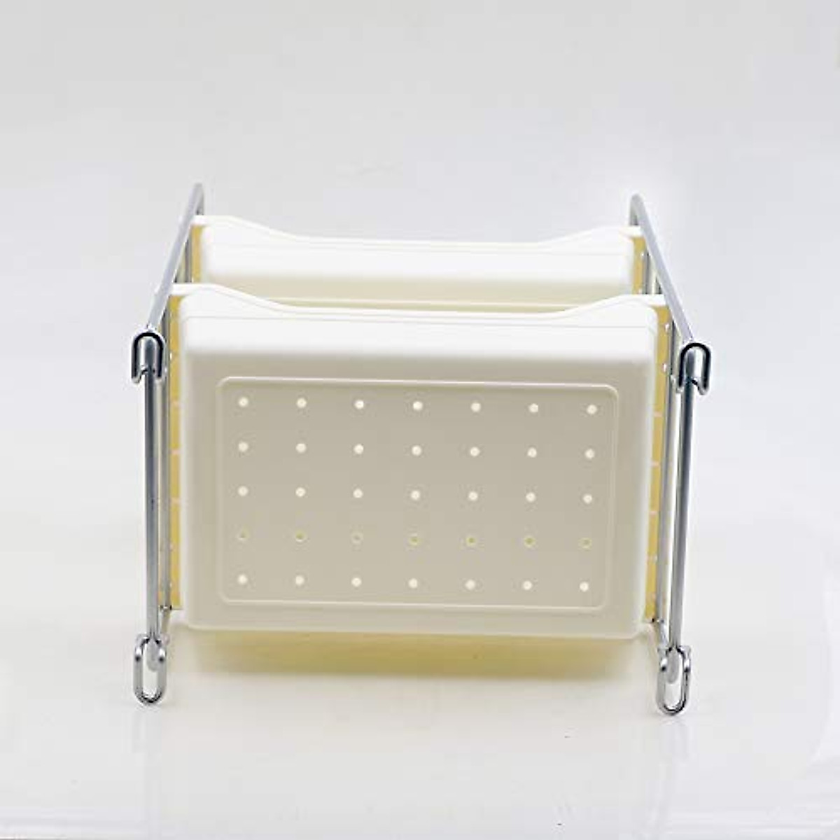 2-Tier Bathroom Countertop Organizer, Cosmetic Storage Shelf , Vanity Tray Cosmetic Skincare Makeup Storage, Kitchen Spice Rack , Silver&White