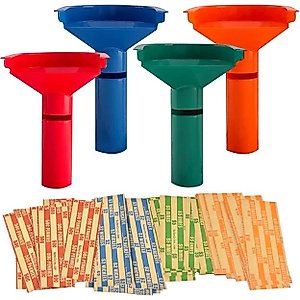 Nadex Easy Wrap Coin Tube Set with 40 Wrappers Included - Funnel Shaped Coin for Pennies, Nickles, Dimes, and Quarters - Four Color-Coded Tubes