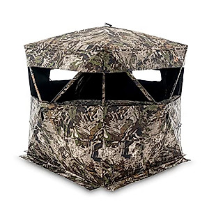 VEIL CAMO VC180 3-Person Hub Blind with Panoramic Windows – Ground Blind for Deer & Turkey Hunting, 180-Degree Panoramic Window, Water Resistant, Durable & Heavy-Duty Design, Silent Closure Door