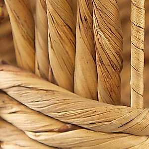 Deco 79 Jute Rope Handmade Decorative and Functional Storage Basket Woven Rectangular Basket Organizer with Slit Handles, Set of 2 Basket for Storage 16", 13"W, Brown