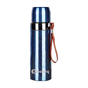 boking Hot water bottle cup thermos bottle coffee bottle stainless steel cup heating or warming ,500ml (blue)