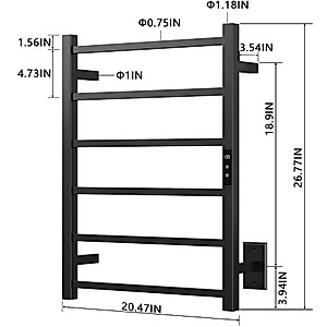 Sharpeye Towel Warmer with 24hr Timer, Matte Black Heated Towel Rack for Bathroom, Plug-in/Hardwired, Wall Mounted Electric Towel Drying Rack, with Temperature Control