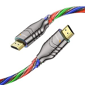 ProtoArc 8K RGB HDMI Cable 6.56ft, 48Gbps High Speed HDMI 2.1 Cable for Gaming Braided HDMI Cord with LED Light, 8K 60Hz HDR, 1080p, 3D, eARC Compatible with Monitor PS5 PS4 Xbox HDTV