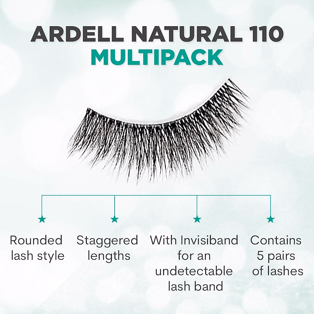 Ardell False Eyelashes Natural 110 Black, 1 pack (5 pairs per pack)