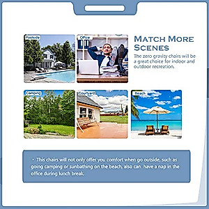 Shintenchi Patio Zero Gravity Recliner Lounge Chair, Outdoor Folding Beach Chair Recliner, Adjustable Long Chair w/ Cup Holder and Headrest, Set of 2 for Yard Garden Deck Poolside Camp, Dark Blue