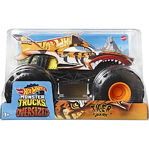 Hot Wheels Toy Monster Trucks, 1:24 Scale Die-Cast Tiger Shark, Oversized Play Vehicle for Kids & Collectors