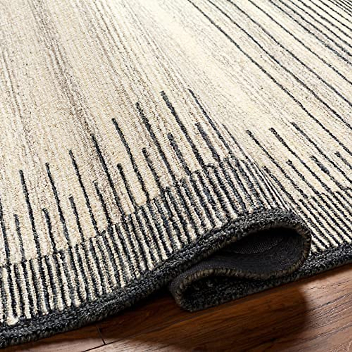 Hauteloom Omeo Wool Living Room, Bedroom Area Rug - Contemporary - Beige, Blue, Black - 8' x 10'