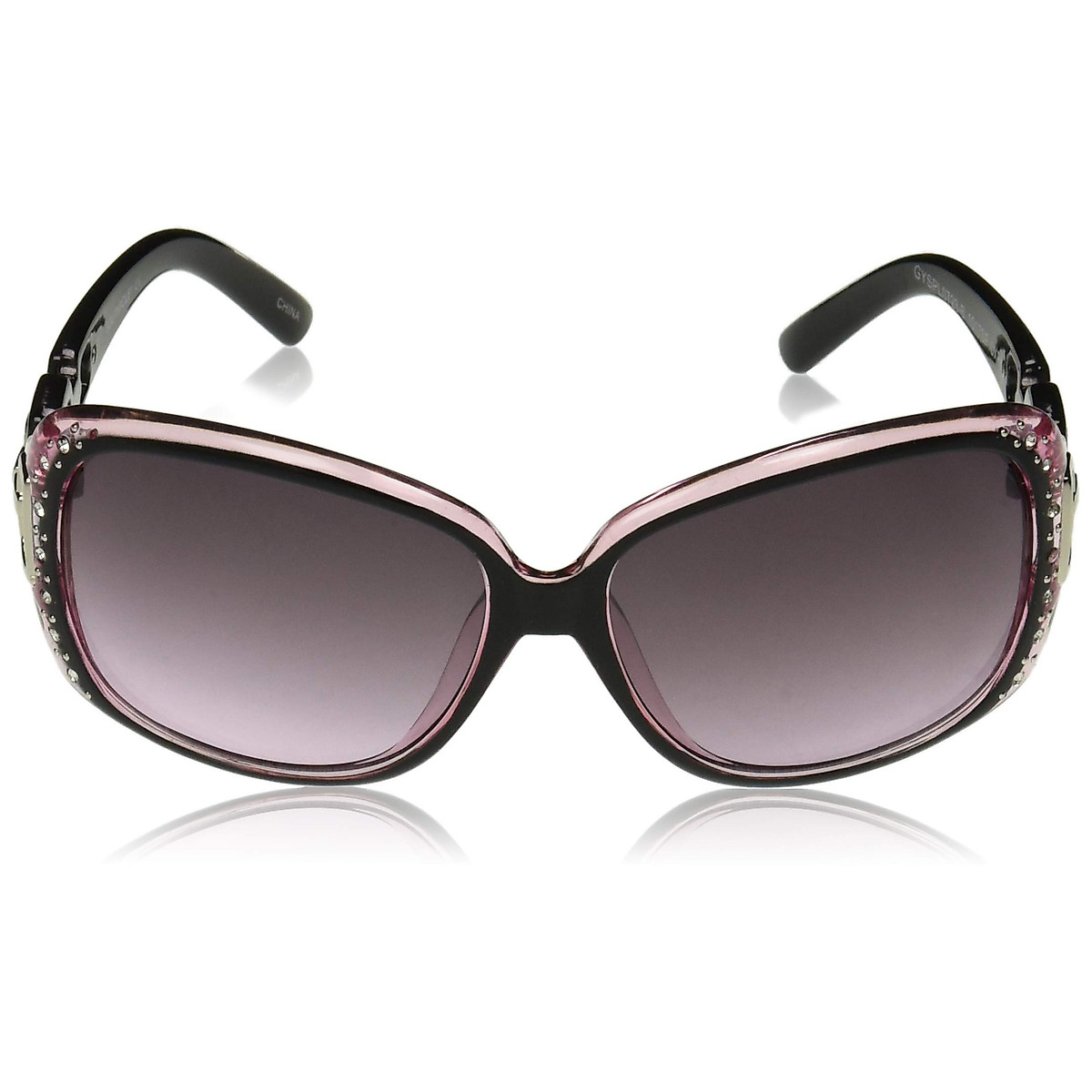 SOUTHPOLE Women's 1017SP Rectangular Sunglasses, Black & Pink, 62 mm
