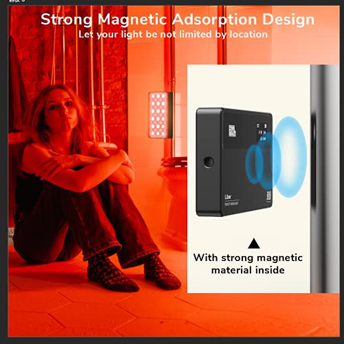 Pixel Liber RGB Video Light,Support Magnetic Attraction and App,Full Color,2500K-8500K, Mini LED Aluminum Alloy Body Portable Pocket Video Light for Tiktok, Video Conference, Photography，YouTube.