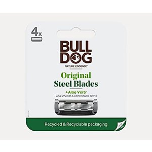 Bulldog Mens Skincare and Grooming Original Razor Blades Refills for Men, 4 Count