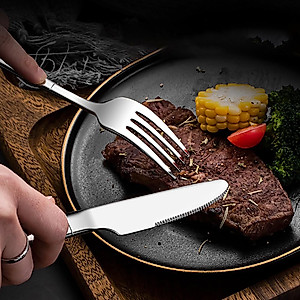 Thomaso 32-piece Unique Wave Flatware Set,1810 Stainless Steel Flatware Service for 8, Cutlery Set with Streamlined Handle Mirror Finished,Silver Spoons and Forks Set, Dishwasher Safe