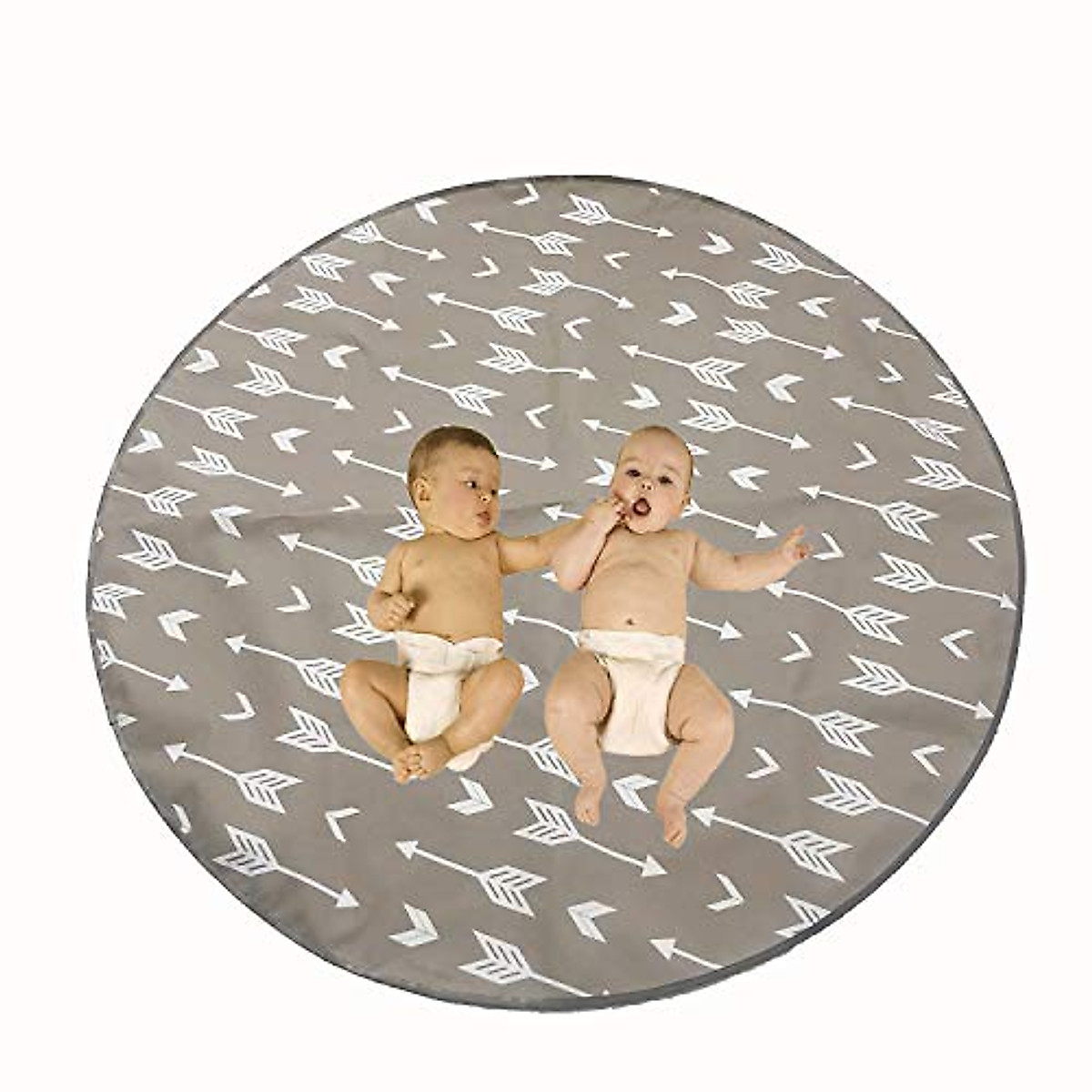 51" Multi-Purpose Waterproof Baby Splat Mat for Under High Chiar, Portable Play Mat for Toddler, Non-Slip Floor Splash Mat and Table Cloth (Beige Arrow)
