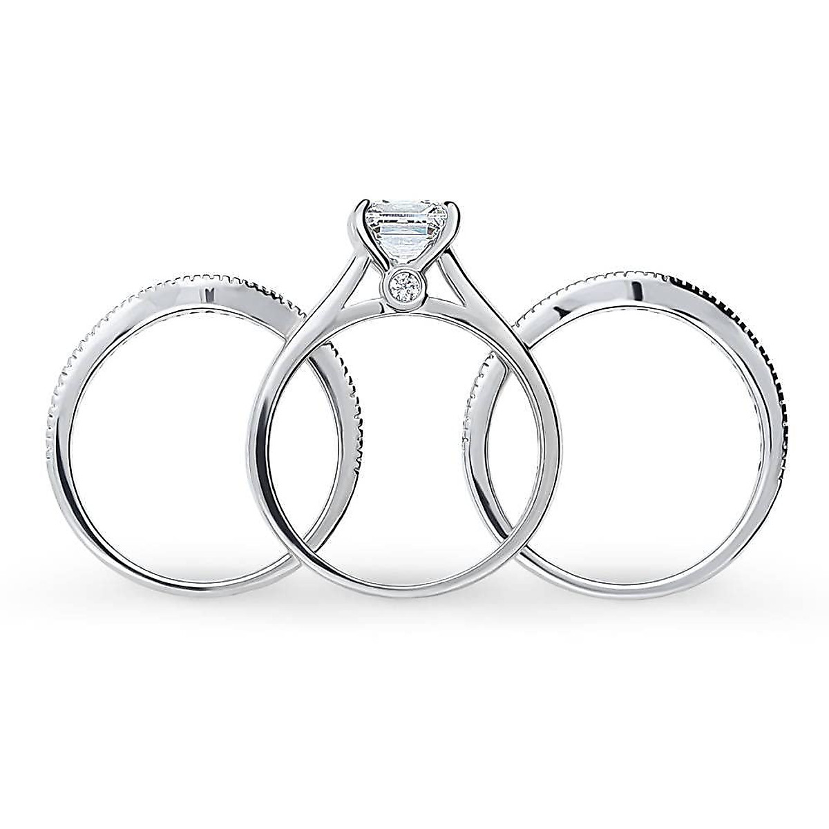 BERRICLE Sterling Silver Solitaire Wedding Engagement Rings 1.2 Carat Princess Cut Cubic Zirconia CZ Ring Set for Women, Rhodium Plated Size 6