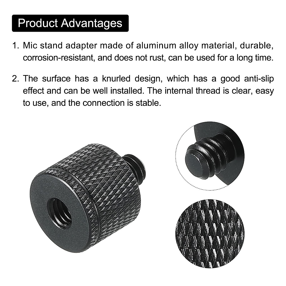 MECCANIXITY Mic Stand Adapter M6 Female x 1/4 Male Camera Screw Thread Adapter for Microphone Tripod Stand Black