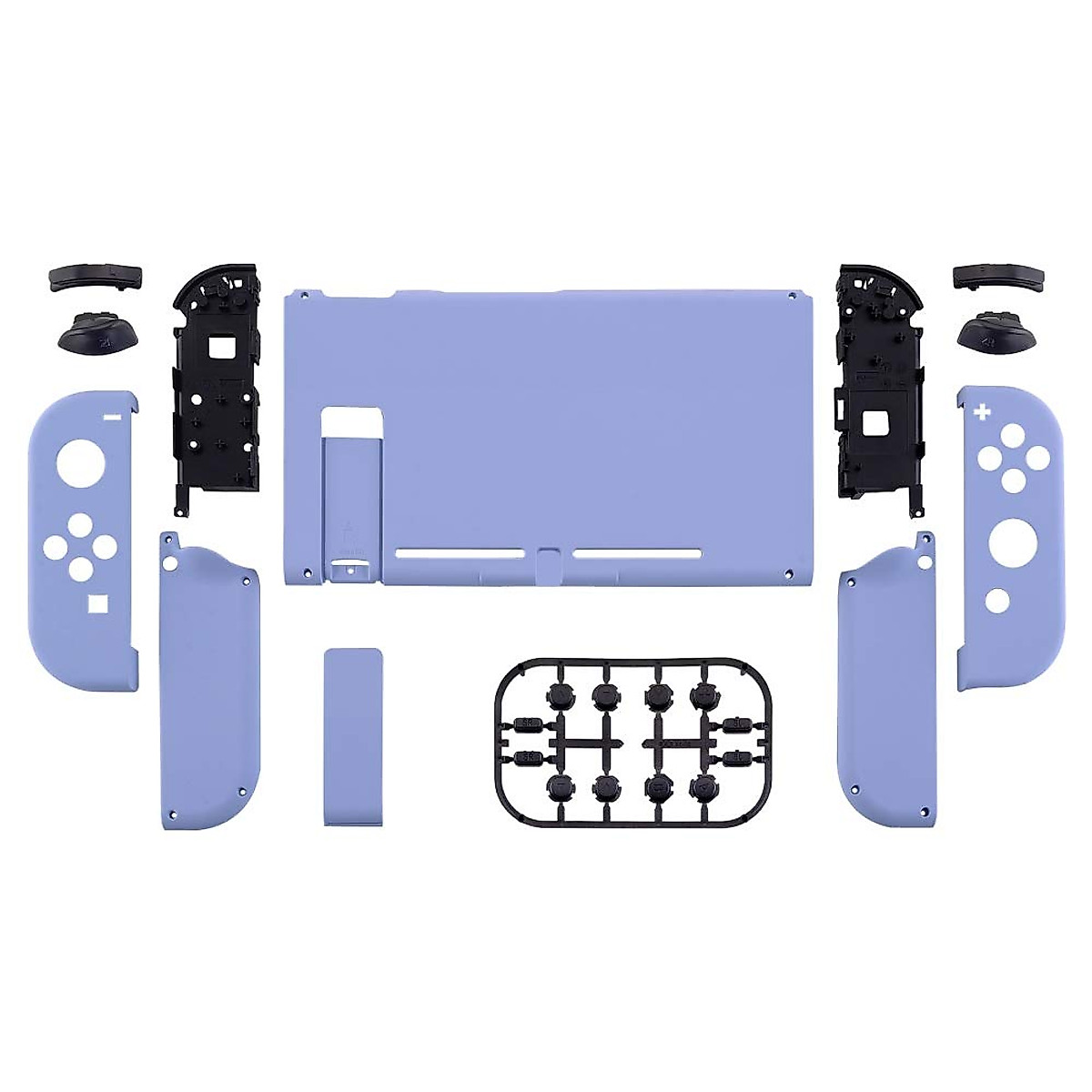 eXtremeRate DIY Replacement Shell Buttons for Nintendo Switch, Light Violet Back Plate for Switch Console, Custom Housing with Full Set Buttons for Joycon Handheld Controller [Only Shell, NO Console]